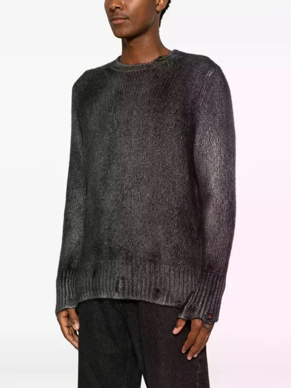 Avant Toi Distressed Spray-effect Sweater