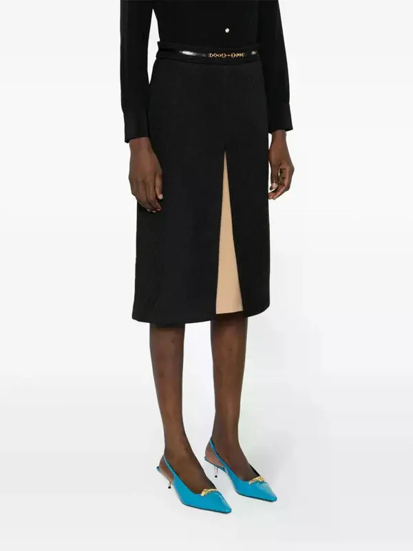 Gucci Horsebit Chain Striped Wool Skirt