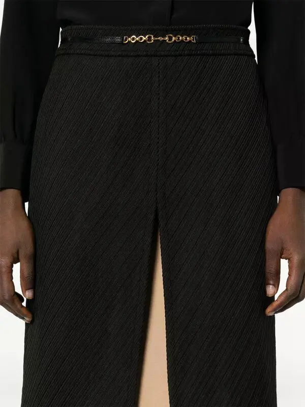 Gucci Horsebit Chain Striped Wool Skirt