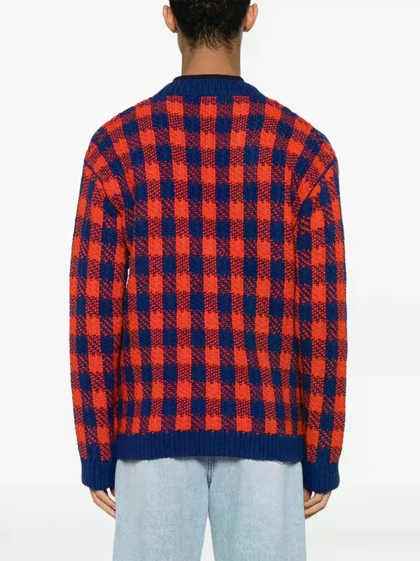 Gucci Interlocking Gg Gingham Wool Cardigan