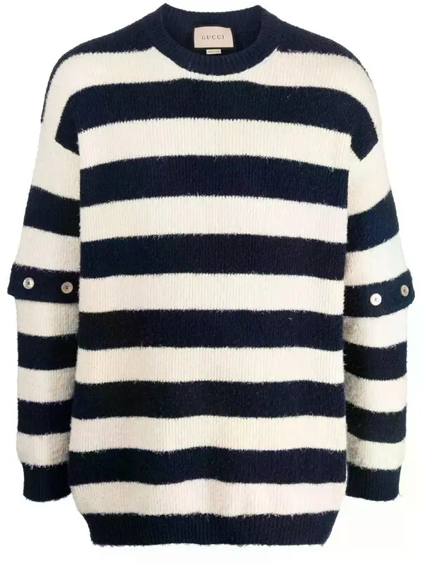 Gucci Striped Crew Neck Brushed Jumper