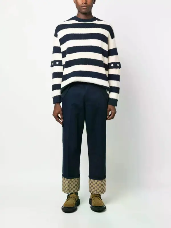 Gucci Striped Crew Neck Brushed Jumper