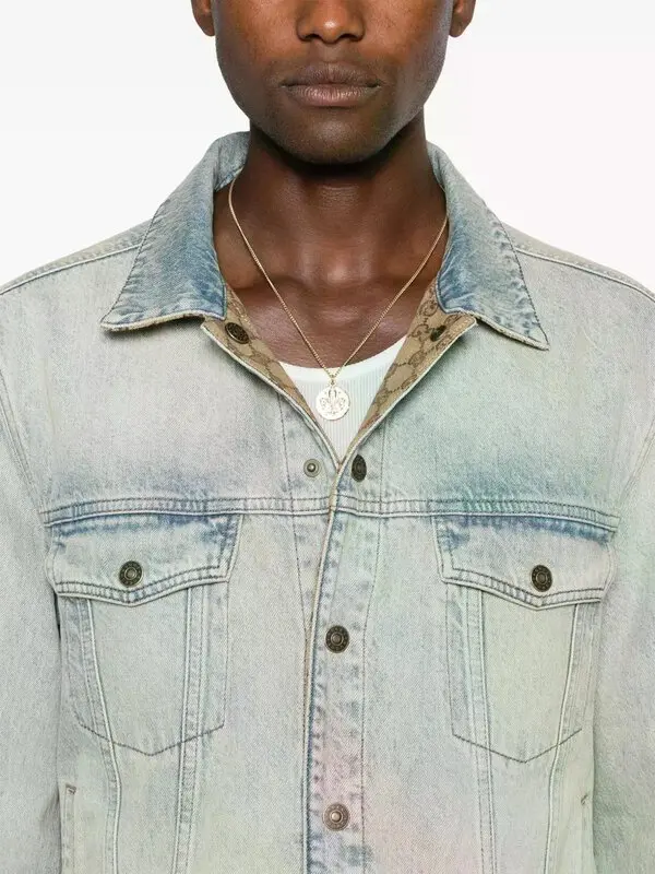 Gucci Reversible Gg Canvas And Denim Jacket