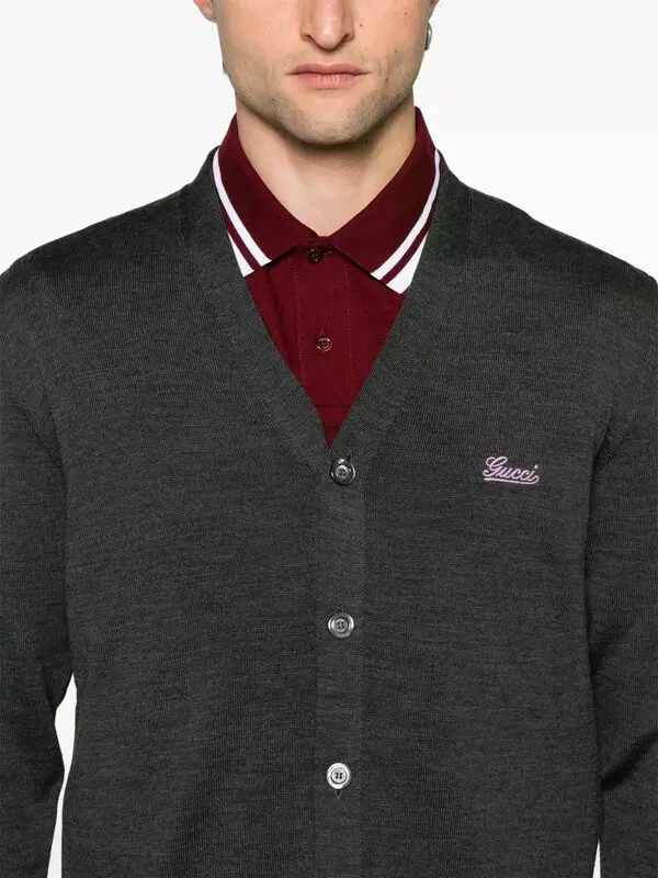 Gucci Logo-embroidered Wool Cardigan