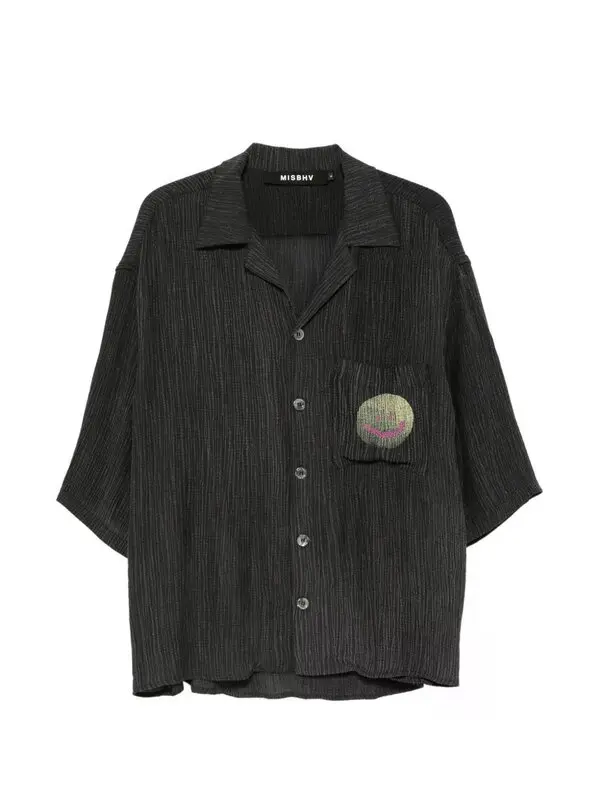 MISBHV Crinkled Smile Print Shirt - Black