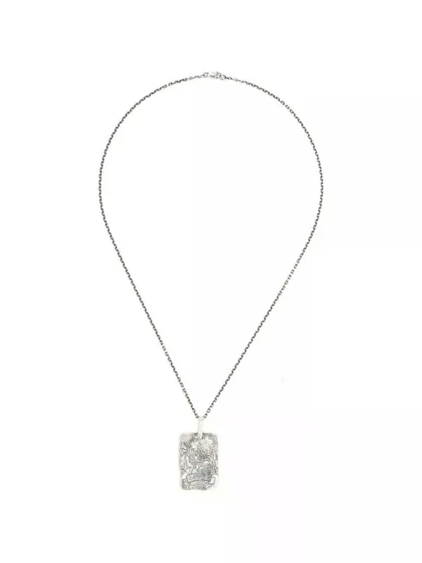 Yohji Yamamoto Engraved Pendant Necklace - Silver