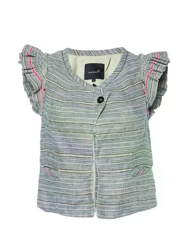 ISABEL MARANT VINTAGE Striped Flutter Sleeve Top