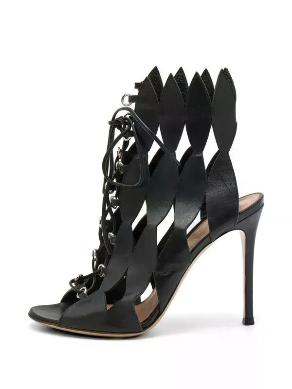 GIANVITO ROSSI Cutout Lace-up Ankle Boots