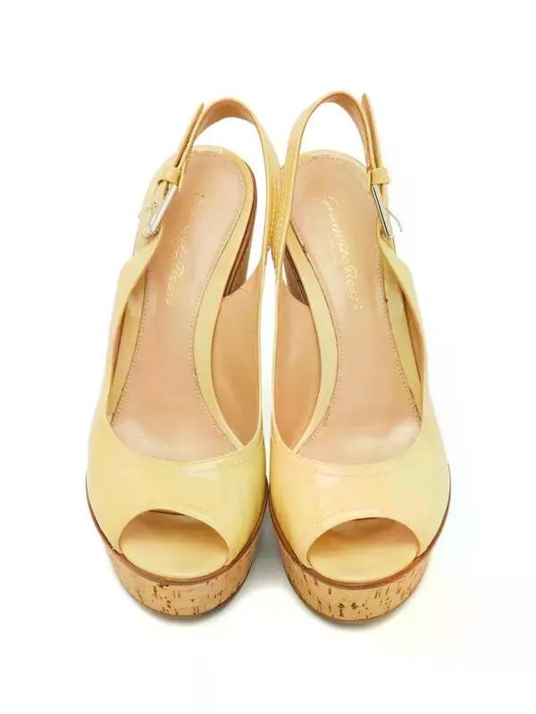 GIANVITO ROSSI Cork Platform Wedge Sandals