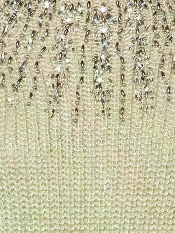 Polo Ralph Lauren Beige Crystal Embellished Long Sleeve Sweater