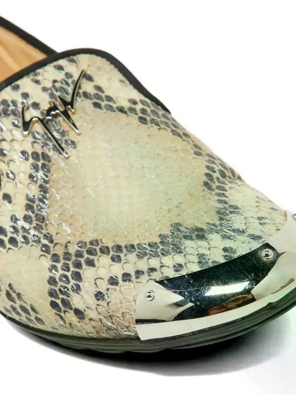 GIUSEPPE ZANOTTI Python-embossed Leather Slippers