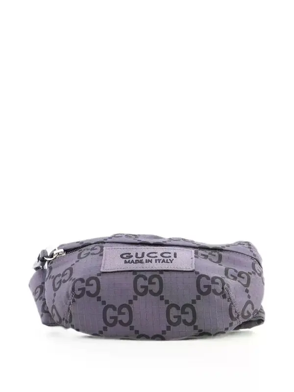 Gucci Ripstop Gg Nylon And Leather Belt Bag - Grey