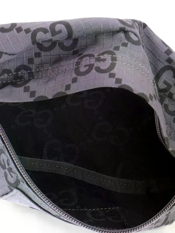 Gucci Ripstop Gg Nylon And Leather Belt Bag - Grey