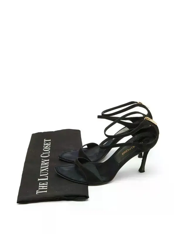 SERGIO ROSSI Suede Ankle Strap Sandals