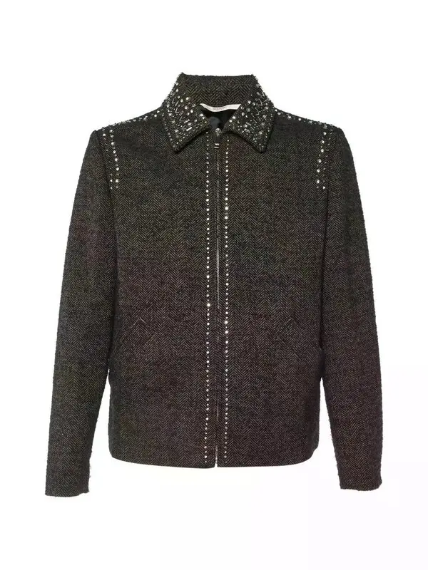 Valentino Garavani Studded Herringbone Tweed Jacket