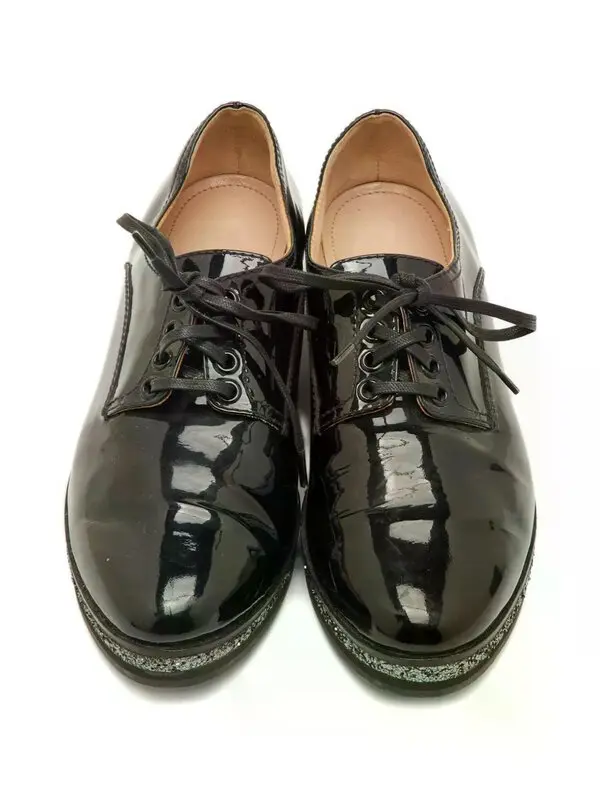 Miu Miu Patent Leather Derby Shoes With Glitter Sole