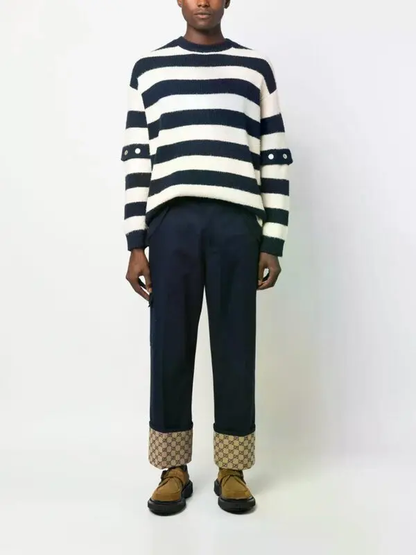 Gucci Gg Supreme Paneled Straight-leg Trousers