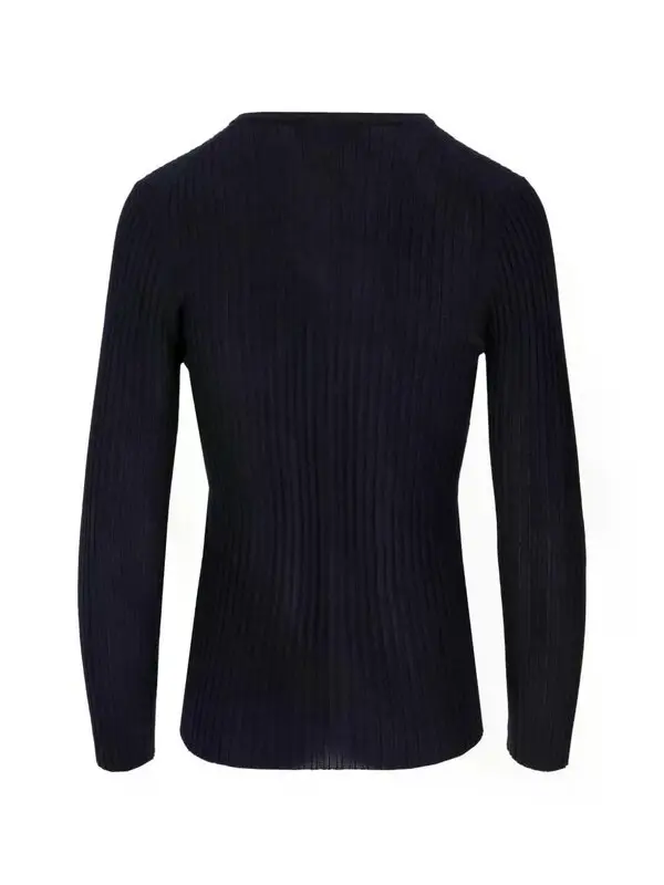 LA ROSE Ribbed Knit Round Neck Cardigan
