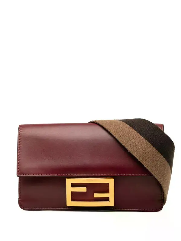 Fendi Mini Leather Flat Baguette Crossbody Bag