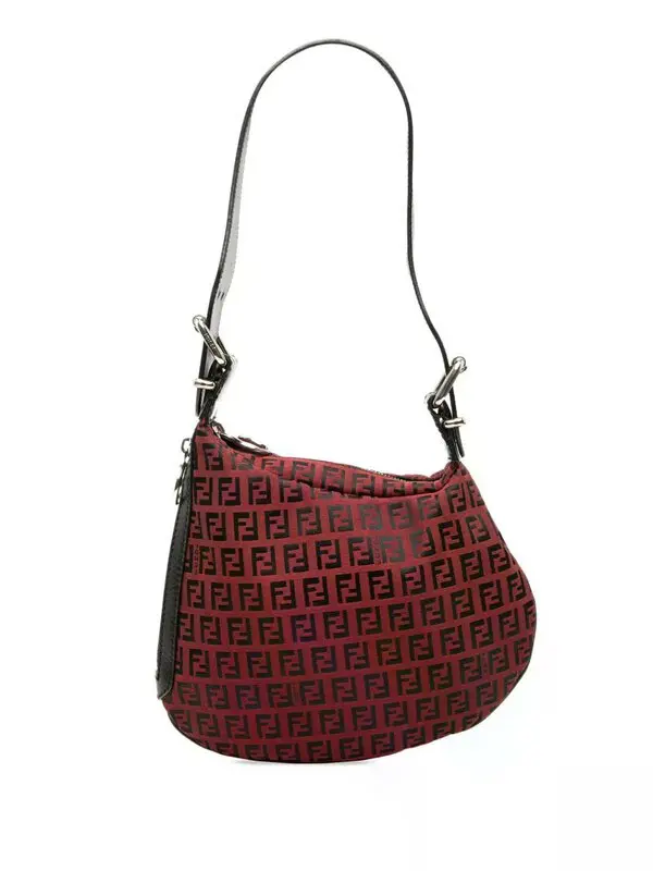 Fendi Zucchino Canvas Oyster Hobo Bag - Red