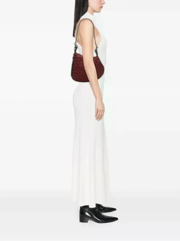 Fendi Zucchino Canvas Oyster Hobo Bag - Red