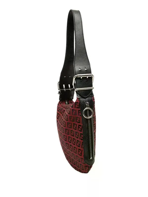 Fendi Zucchino Canvas Oyster Hobo Bag - Red