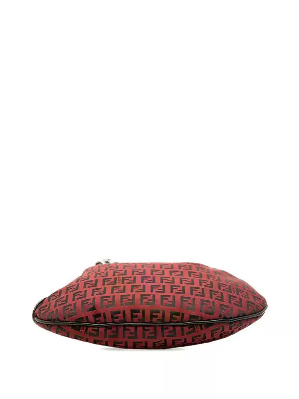 Fendi Zucchino Canvas Oyster Hobo Bag - Red