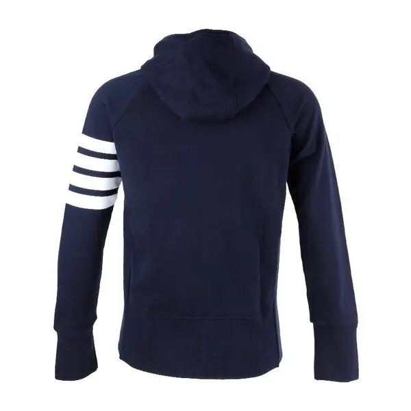 Thom Browne Zip-up Hoodie With Signature Stripes - Black
