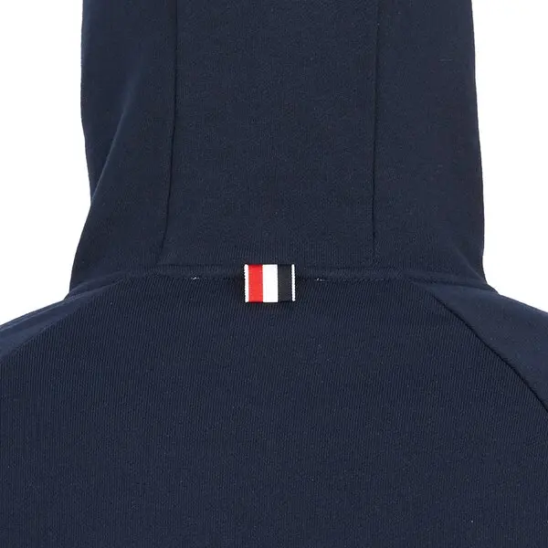 Thom Browne Zip-up Hoodie With Signature Stripes - Black