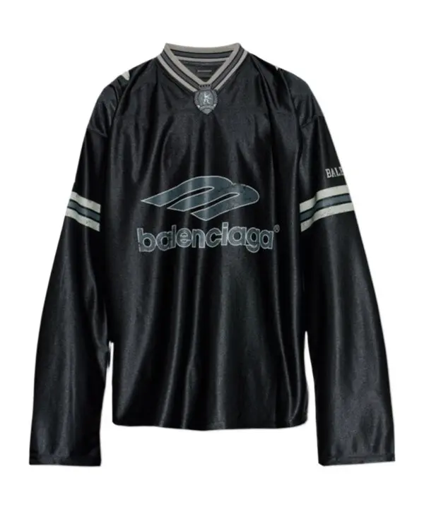 Balenciaga V-neck Long Sleeved T-shirt - Black
