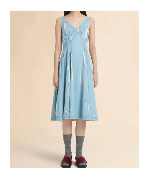 Marni Screen-printed Denim Midi Dress