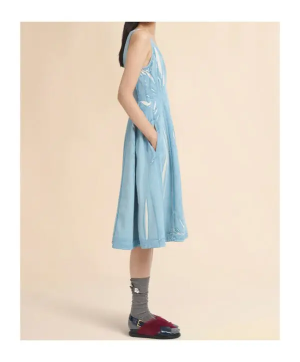Marni Screen-printed Denim Midi Dress