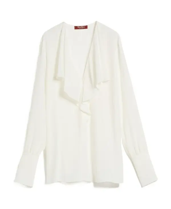 Max Mara V-neck Ruffled Silk Crepe De Chine Blouse - No