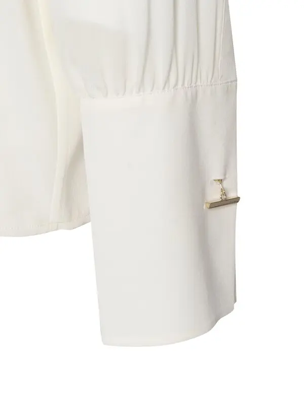 Max Mara V-neck Ruffled Silk Crepe De Chine Blouse - White