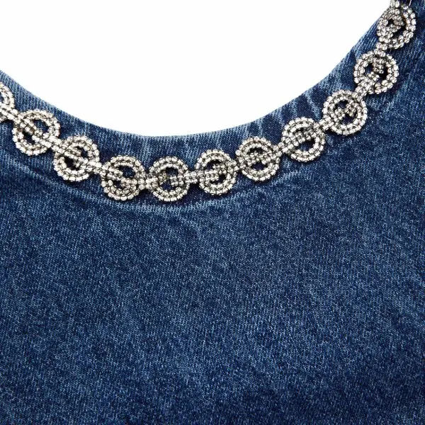 SELF-PORTRAIT Embellished Denim Mini Dress