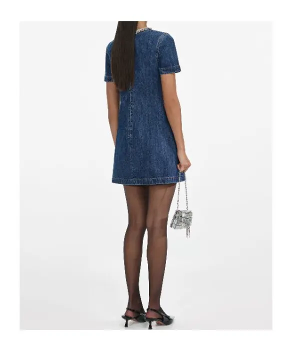 SELF-PORTRAIT Embellished Denim Mini Dress