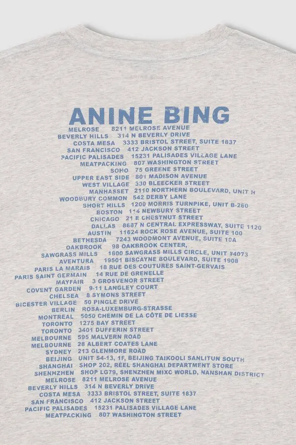 ANINE BING Cade Graphic Print Relaxed Fit Cotton T-shirt - Heather Ash