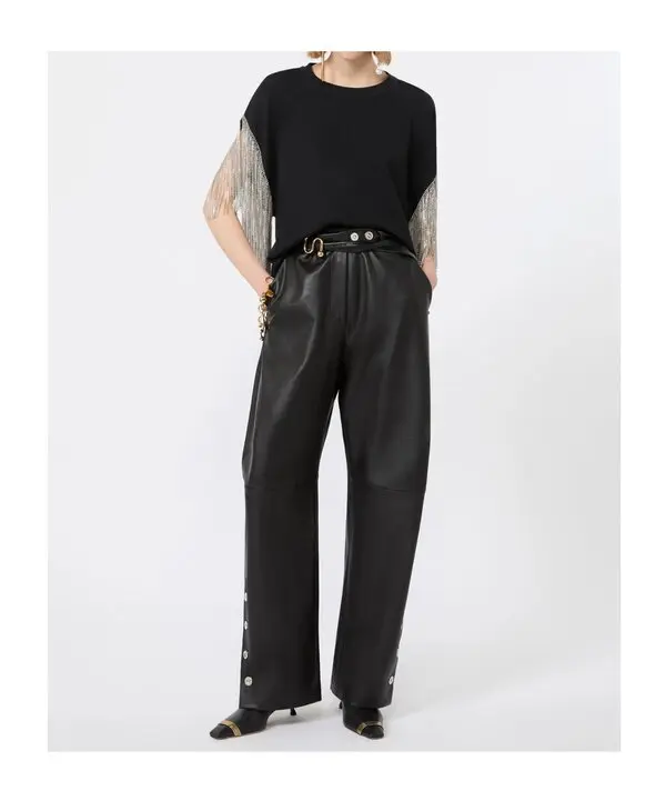 Sportmax Rhinestone Fringe Cotton T-shirt
