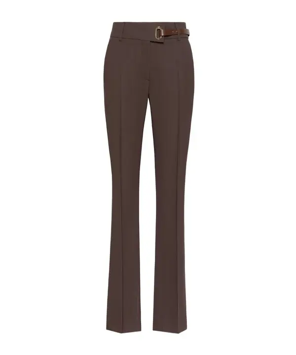 Sportmax Tailored Trousers With Belt Detail - Chocolate-colored
