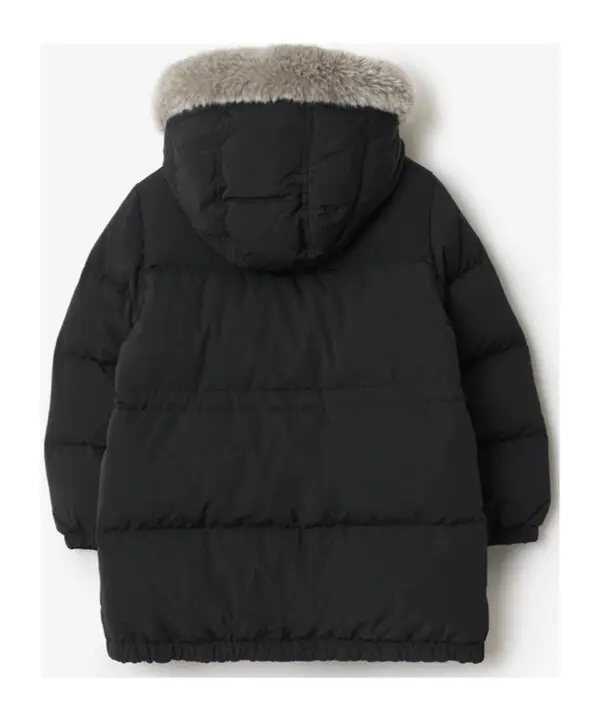Burberry Faux Fur Trim Nylon Puffer Coat