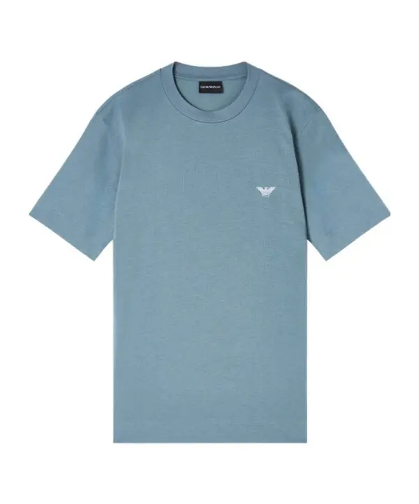 Emporio Armani Eagle-embroidery Crew-neck T-shirt - Blue