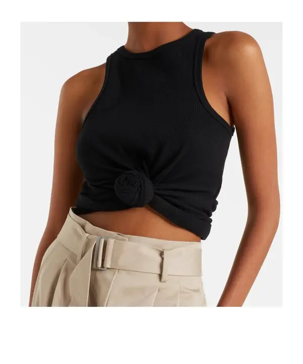 Magda Butrym Gathered Cotton-blend Jersey Tank Top