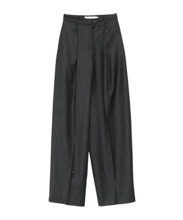 AYA MUSE Pinstriped Pleated Wide-leg Trousers - Gray