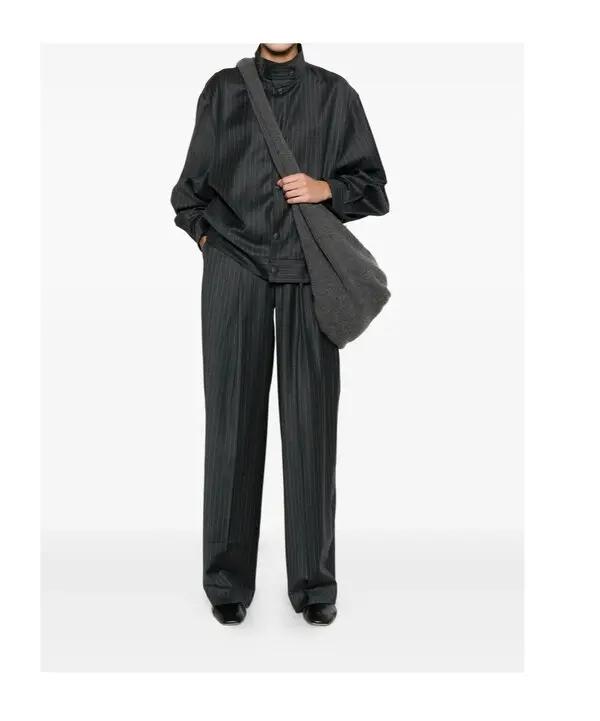 AYA MUSE Pinstriped Pleated Wide-leg Trousers