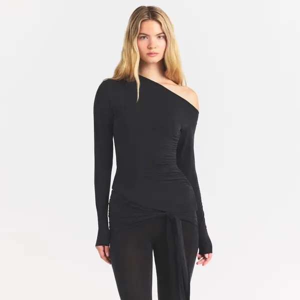 SKIMS Asymmetrical Top | Black | | Cupro Jersey