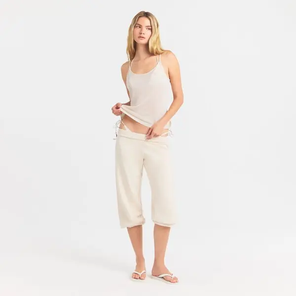 SKIMS Cami Top | White | | Slinky Knit - Buff