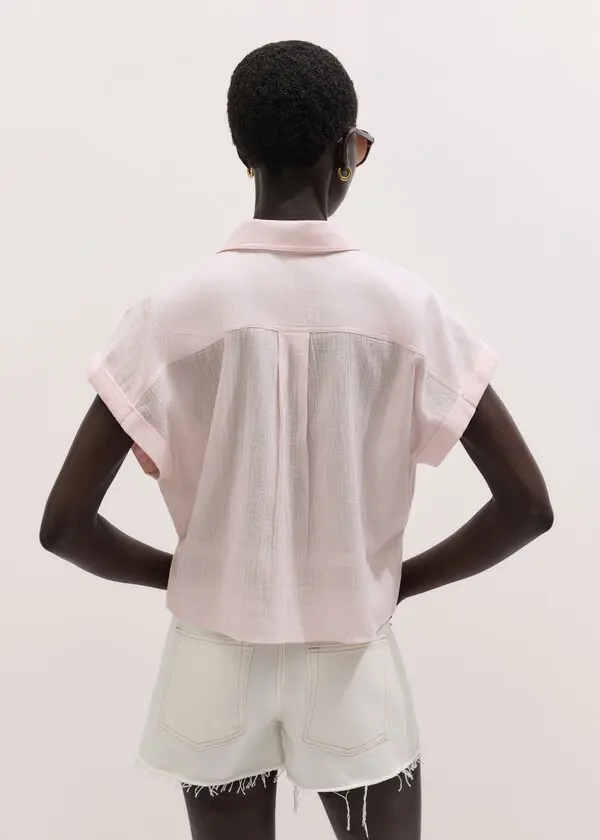 ME+EM Cotton Tie Front Shirt Iced