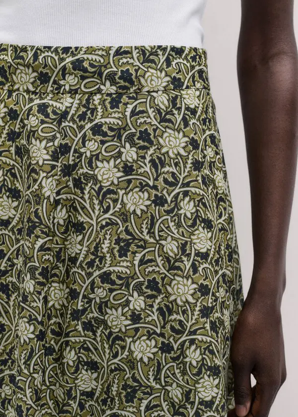 ME+EM Silk Cotton Floral Print Maxi Skirt