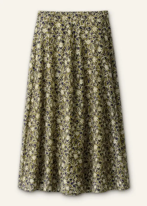 ME+EM Silk Cotton Floral Print Maxi Skirt