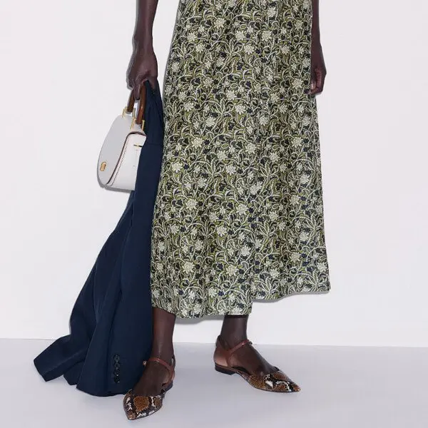 ME+EM Silk Cotton Floral Print Maxi Skirt